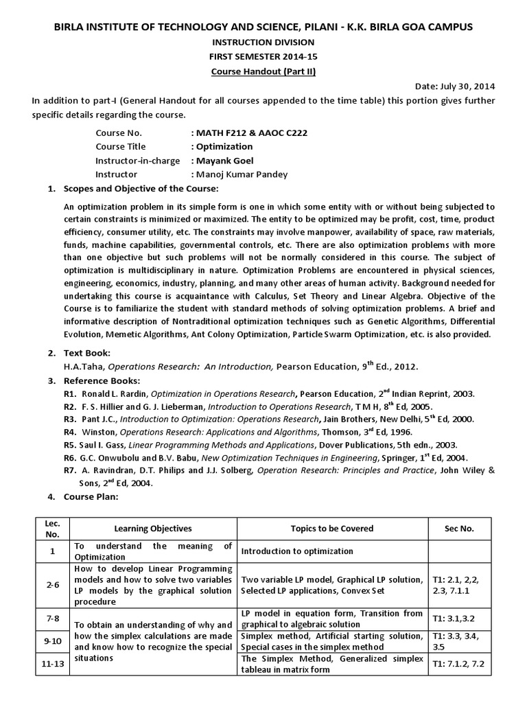 Handout Optimization Pdf Pdf Mathematical Optimization Linear Programming 