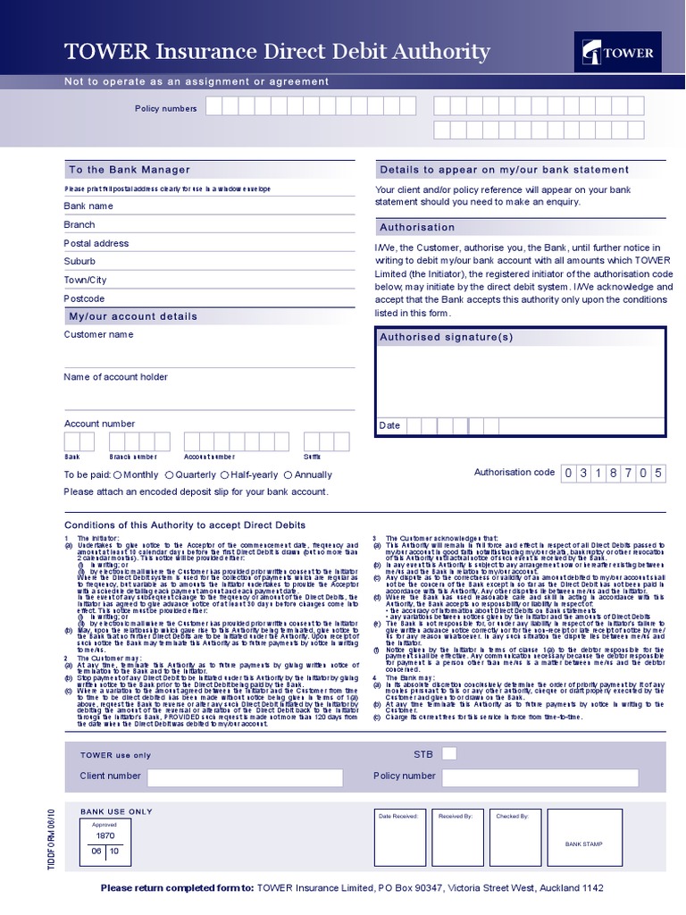Direct Debit Form | PDF | Debit Card | Payments