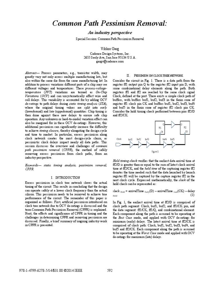 Common Path Pessimism Removal An Industry Perspective | PDF | Program Optimization | Areas Of ...