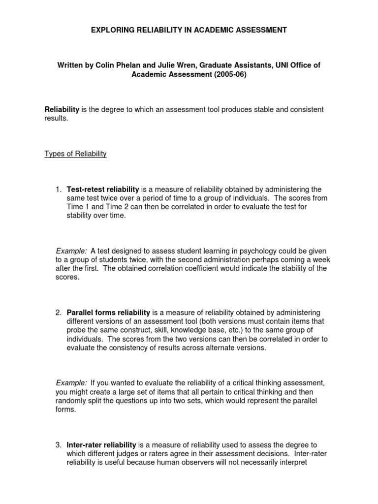 Reliability and Validity in Assessment | PDF | Educational Assessment ...