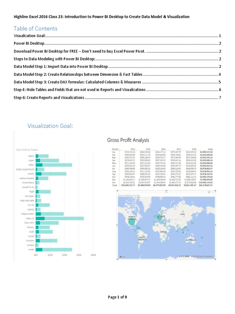 Highline Excel 2016 Class 23 Power BI Desktop | PDF | Business Intelligence | Microsoft Excel