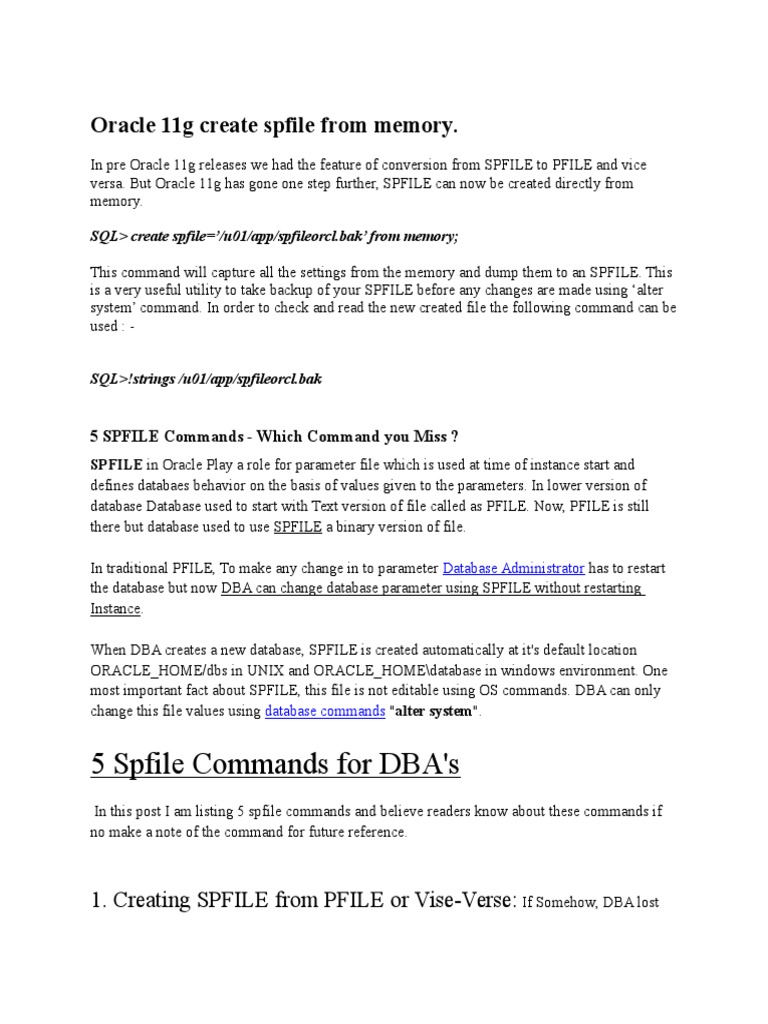 5 Spfile Commands Which Command You Miss Download Free Pdf Parameter Computer Programming 