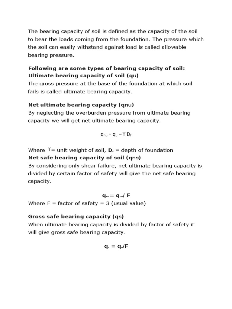 Bearing Capacity Types | PDF | Soil | Clay