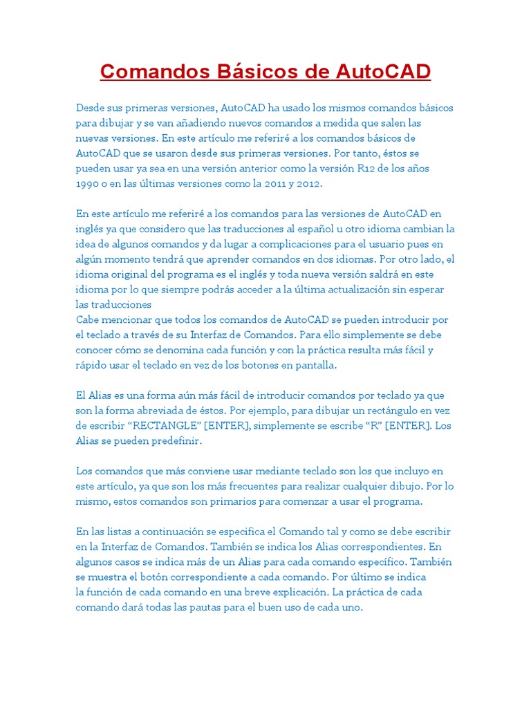 Comandos Básicos de Autocad | Descargar gratis PDF | Ventana ...