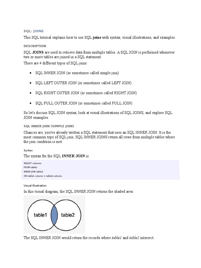 SQL Joins | PDF | Sql | Data