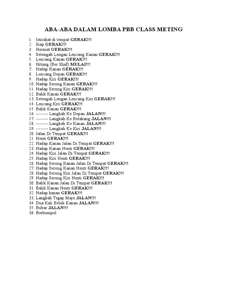 Aba-Aba Lomba PBB Siswa | PDF | Seni