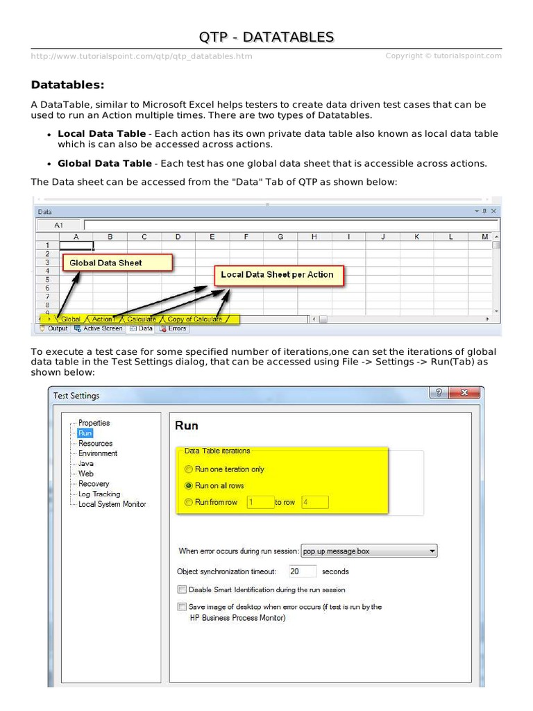 QTP Datatables | PDF