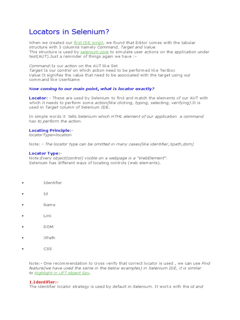 All - About - Locators in Selenium | PDF | Document Object Model | Cascading Style Sheets