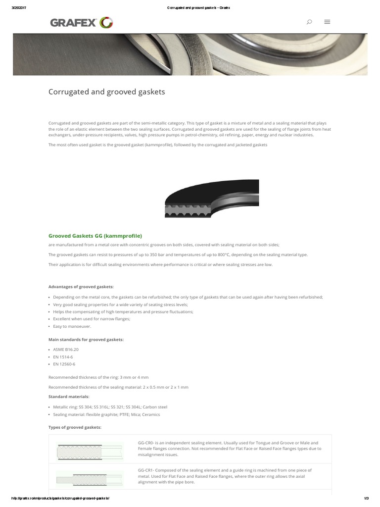 Corrugated and Grooved Gaskets - Grafex | PDF | Industries | Manmade ...