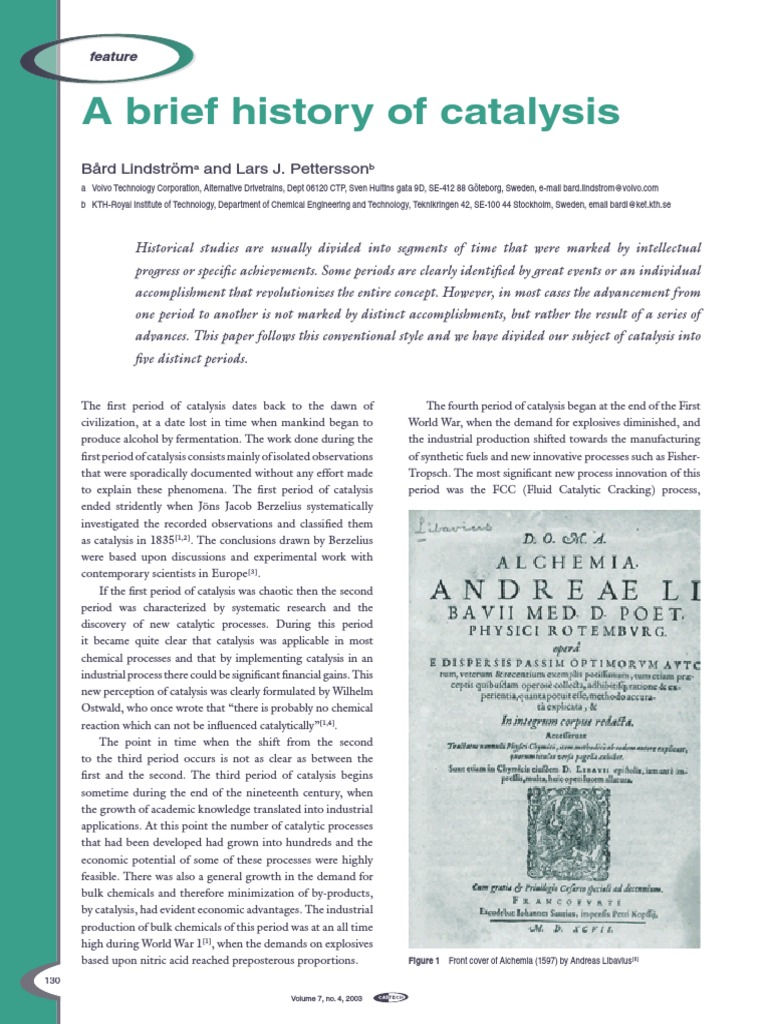 History of Catalysis Evolution | PDF | Catalysis | Chemical Reactions