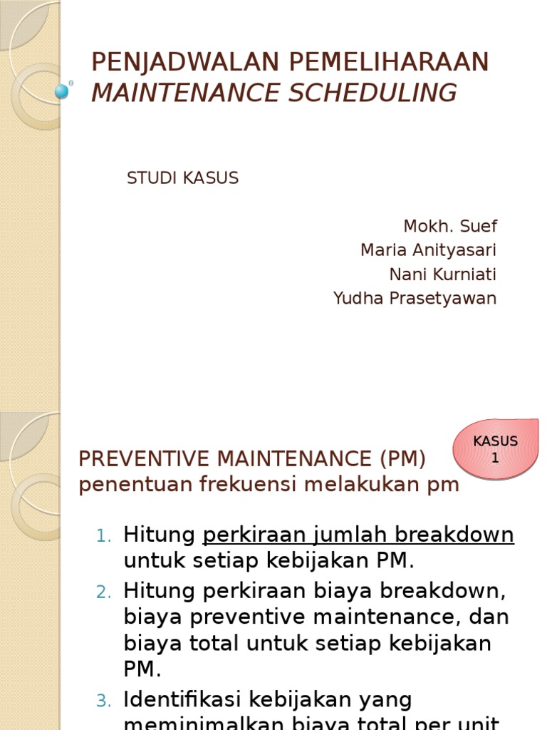M15.Maintenance Scheduling - Case Study | PDF