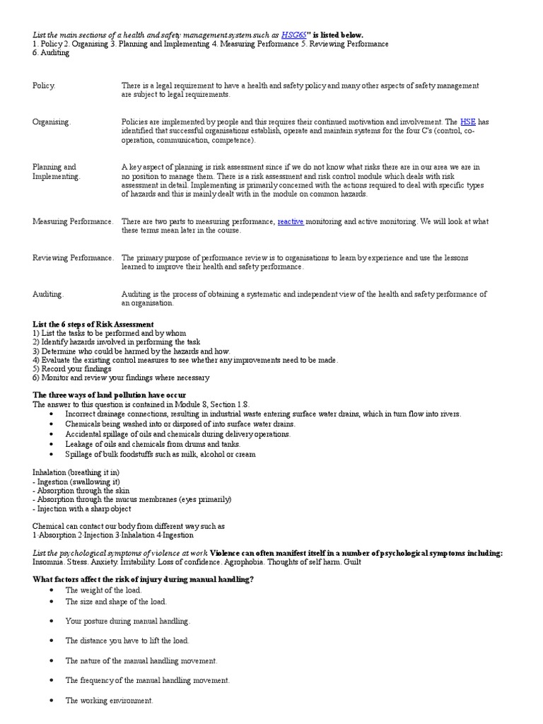 3 IOSH Question Time 1 | PDF | Audit | Occupational Safety And Health