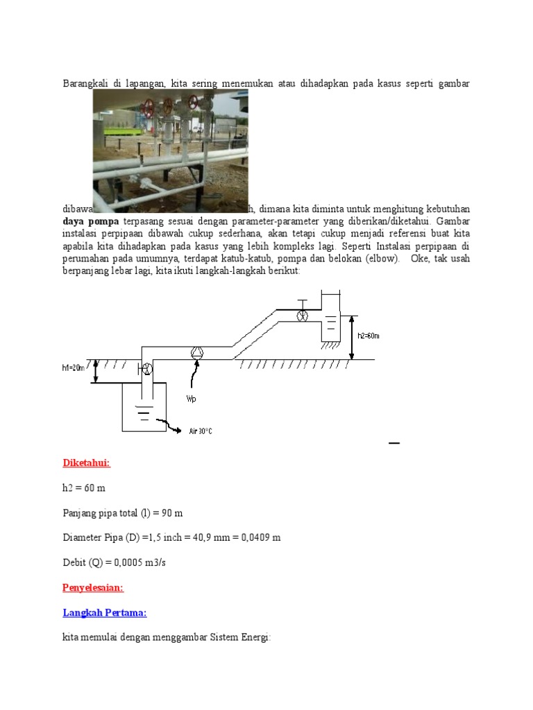 Menghitung Daya Pompa dan Desain Sistem | PDF