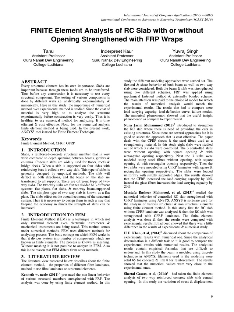 FEA of RC Slab With Opening | PDF | Finite Element Method | Numerical Analysis