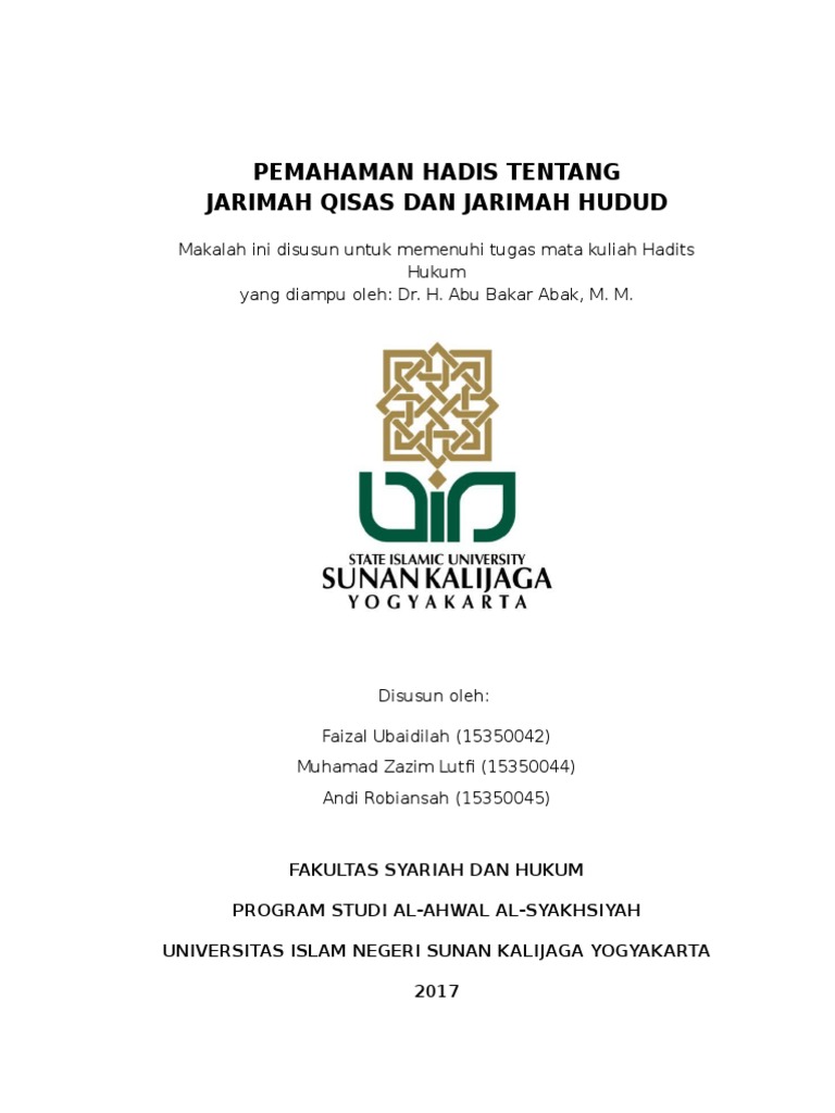 Pemahaman Hadis Tentang Qisas Dan Hudud | PDF
