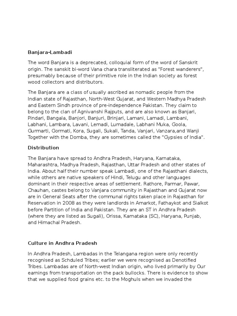 Banjara Caste | PDF