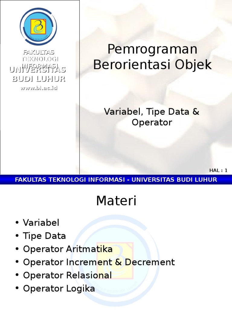 Variabel, Tipe Data, Operator Pada Java | PDF | Komputer
