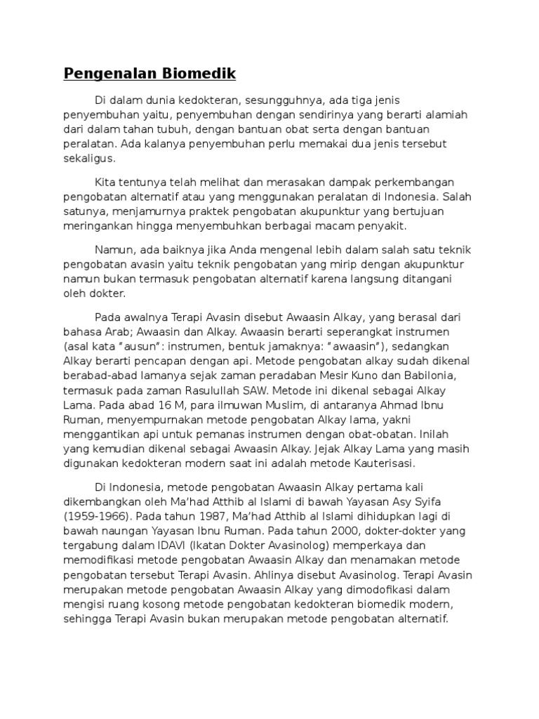 Terapi Avasin: Inovasi Penyembuhan Biomedik | PDF | Kesehatan Holistik ...