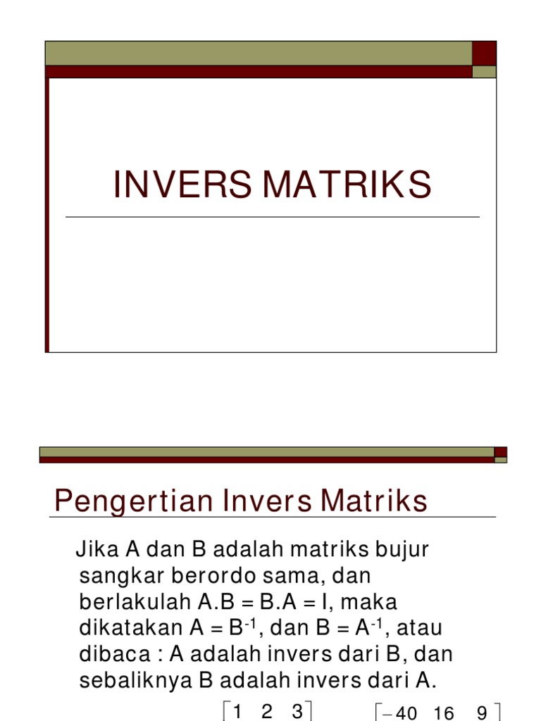 Invers Matriks: Konsep dan Contoh | PDF