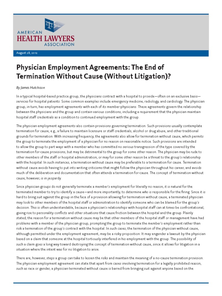 Physician Employment Agreements | PDF | Limited Liability Partnership | Law