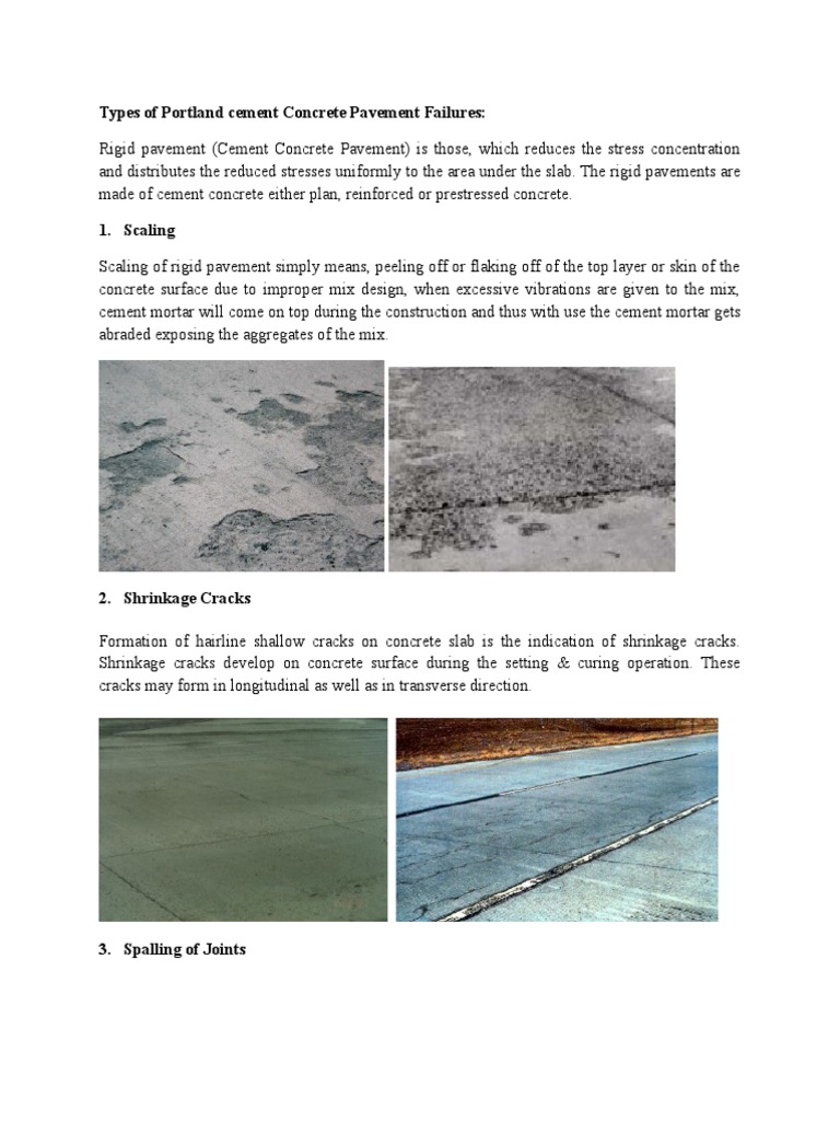 Concrete Pavement Failure Types | PDF