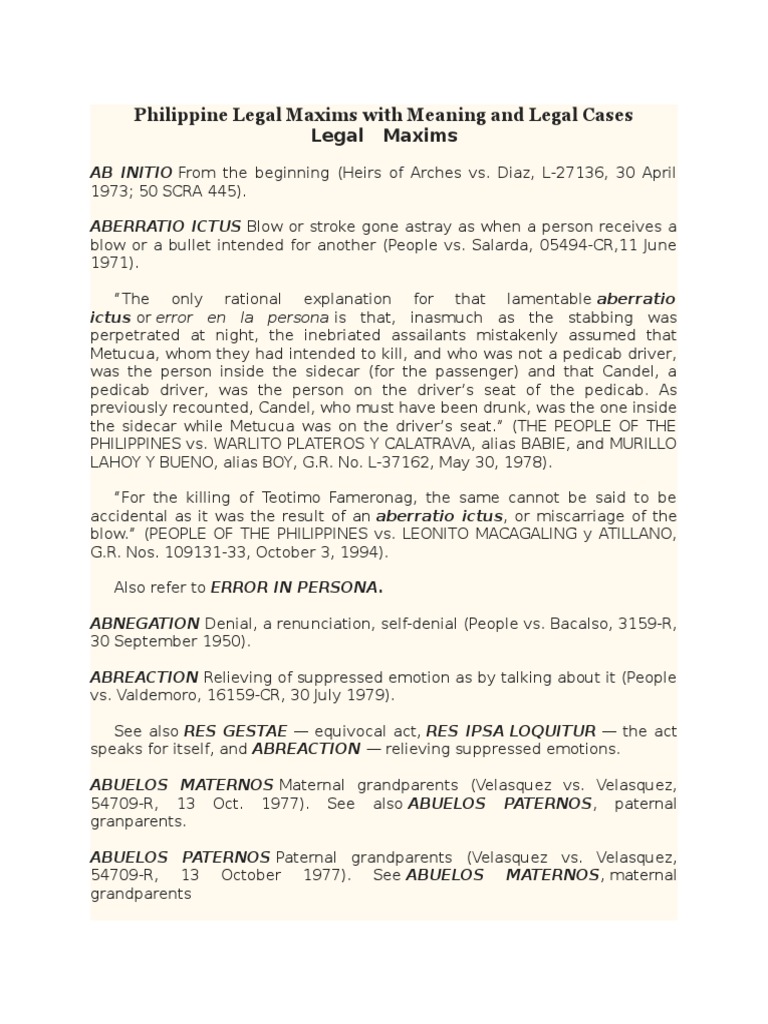 Legal Maxims | PDF | Intention (Criminal Law) | Crime & Violence