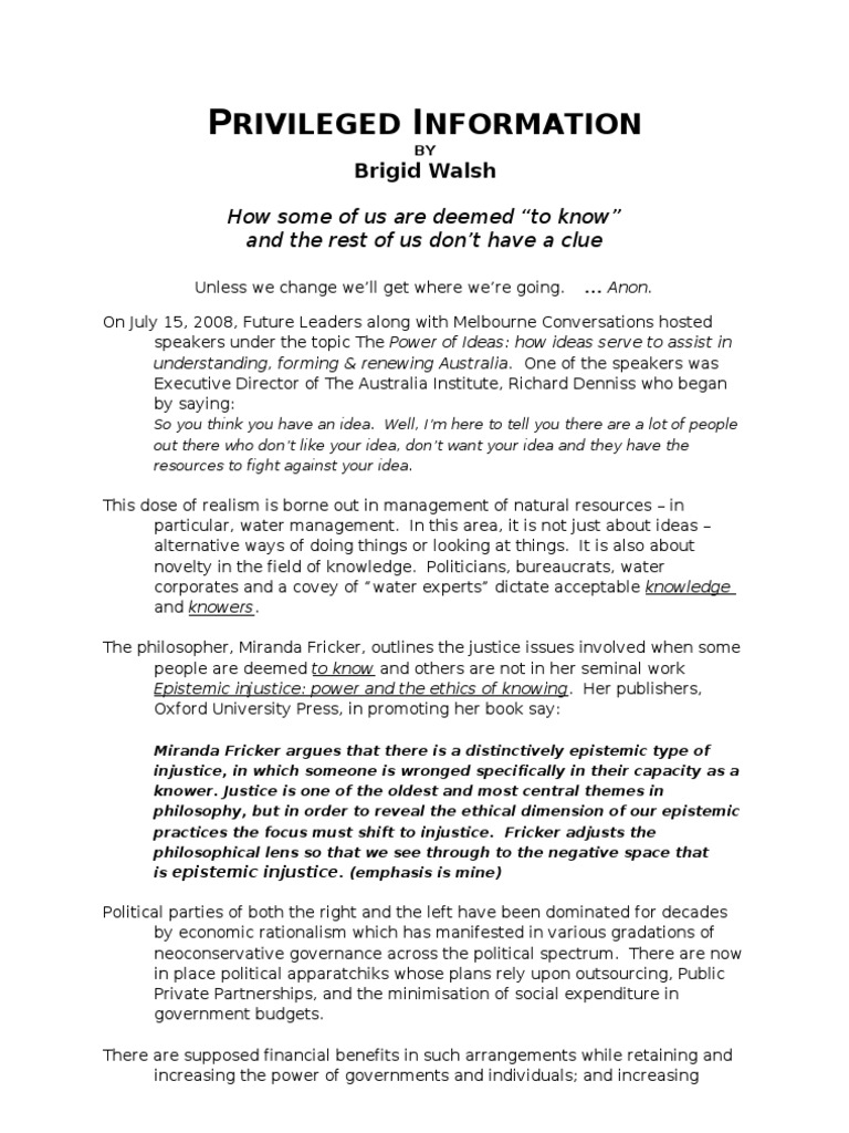 Privileged Information | Download Free PDF | Natural Resource ...