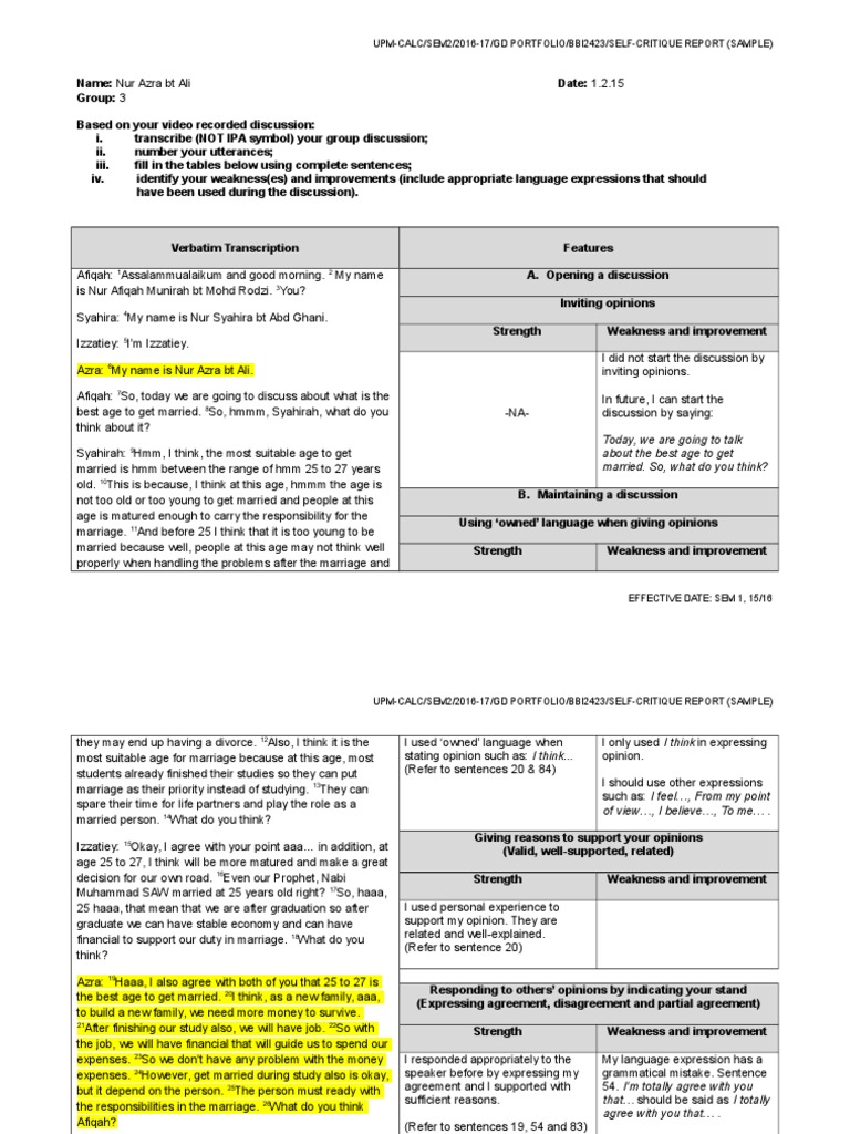 GD Portfolio Self Critique Report Sample | PDF | Behavioural Sciences ...