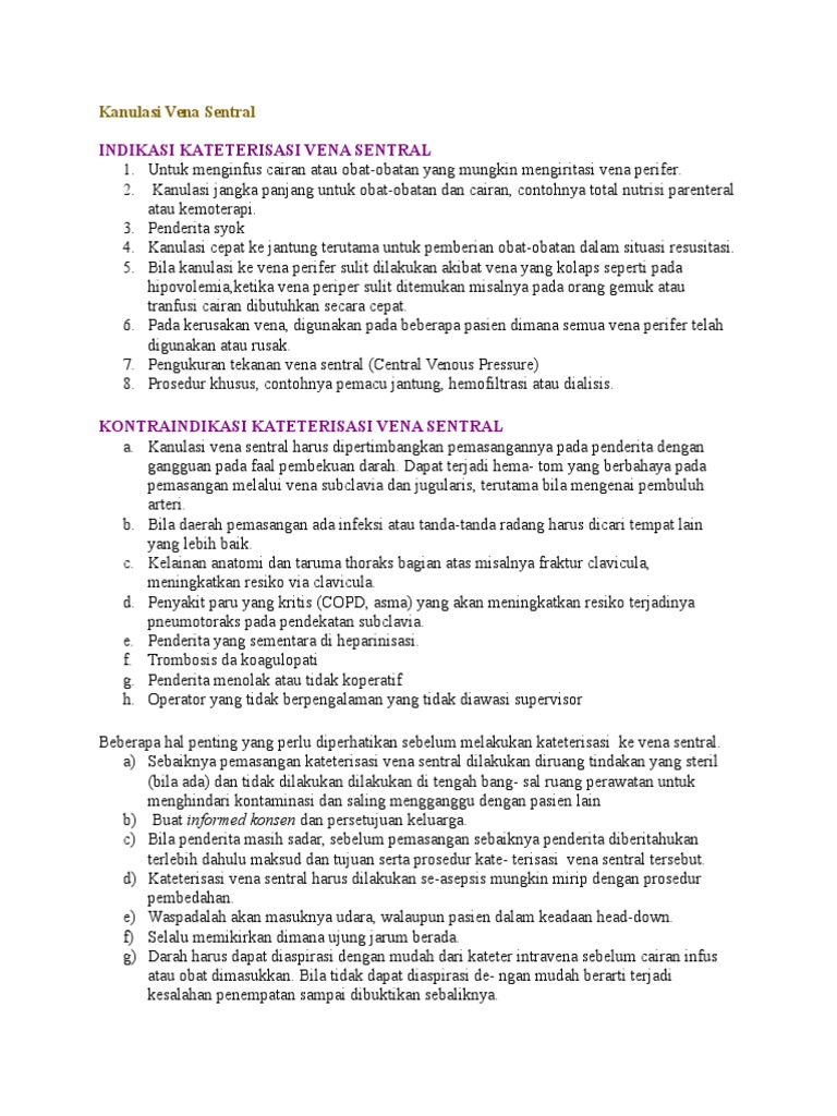 Kanulasi Vena Sentral | PDF