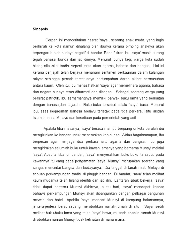 Sinopsis MUNSYI | PDF | Ilmu Sosial | Fiksi Misteri, Thriller, & Kejahatan