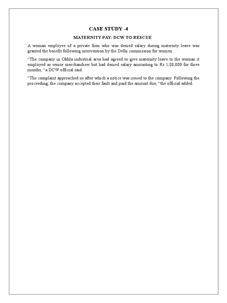 Maternity Pay Dispute Resolved by DCW | PDF