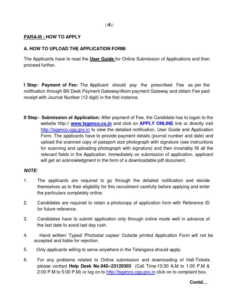 WWW - Tsgenco.co - in Apply Online | PDF