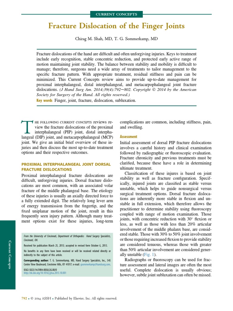 Finger Joint Fracture Dislocation Guide | PDF | Limbs (Anatomy) | Joints