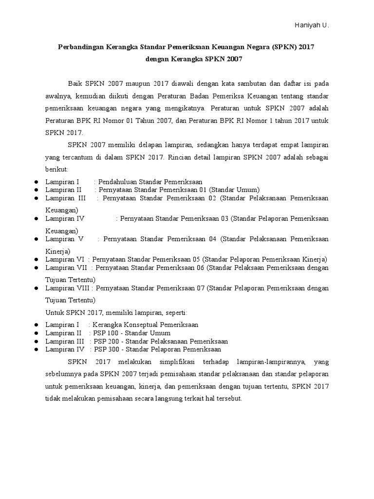 Perbandingan Kerangka SPKN | PDF