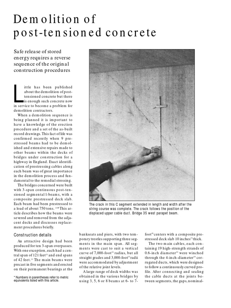 Demolition of Post-Tensioned Concrete | PDF | Prestressed Concrete ...