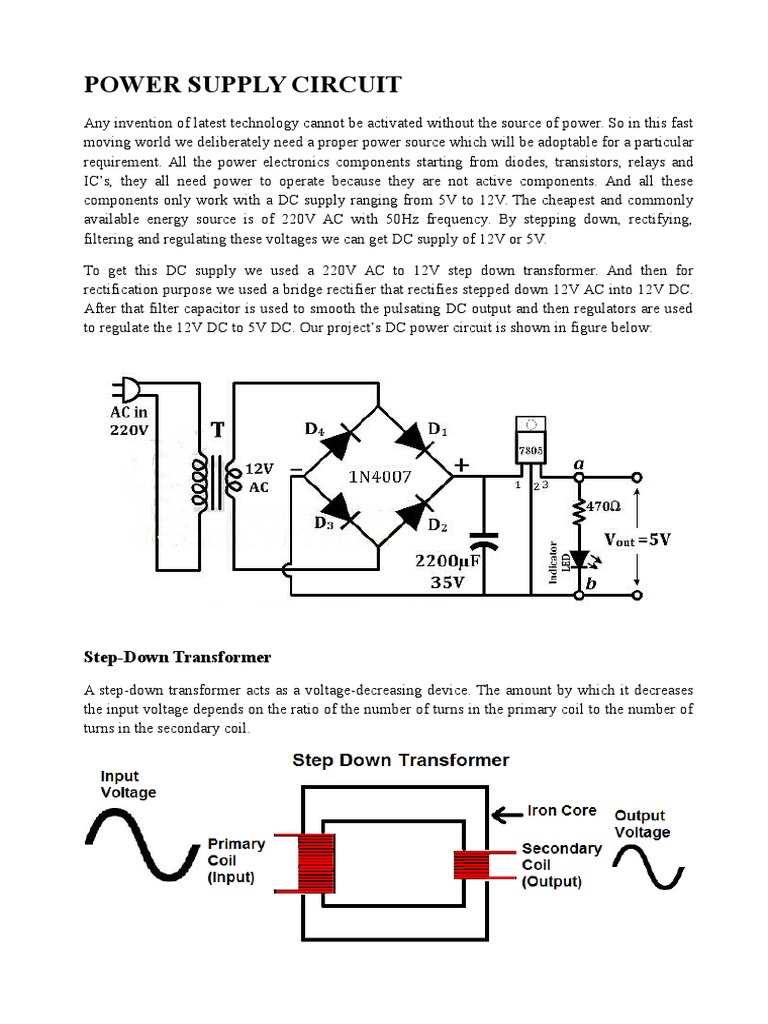 DC Power Supply Circuit | PDF | Rectifier | Bipolar Junction Transistor