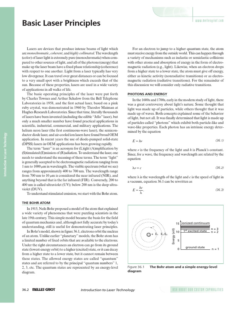 Introduction To Laser Technology | PDF | Laser | Emission Spectrum