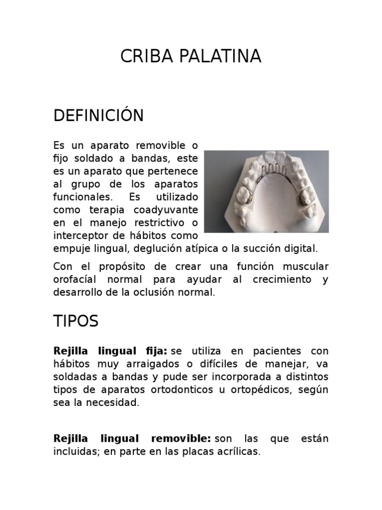 Criba Palatina: Definición y Tipos | PDF | Diente humano | Soldadura