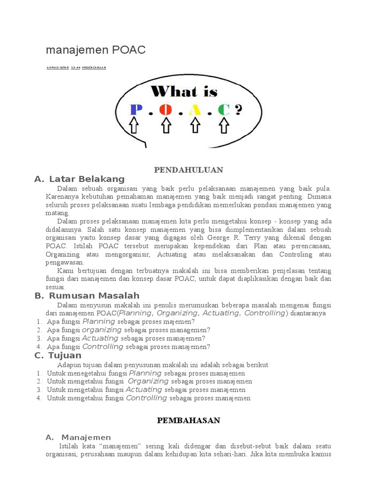Manajemen POAC | PDF