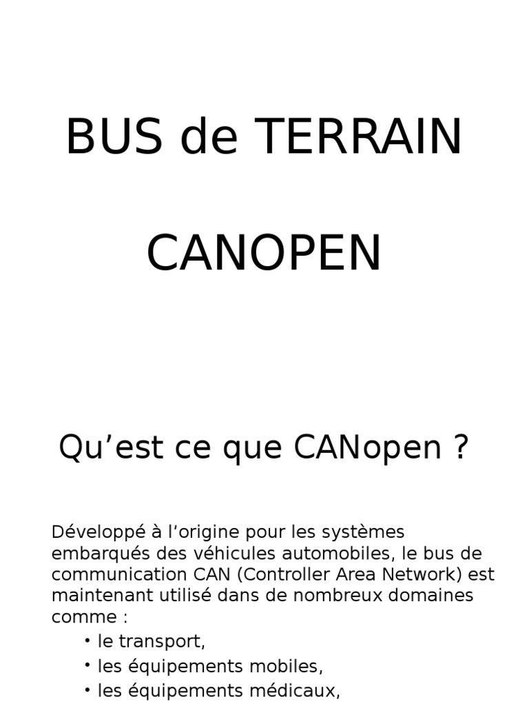 Bus de Terrain Canopen | PDF | Transmission des données | Informatique