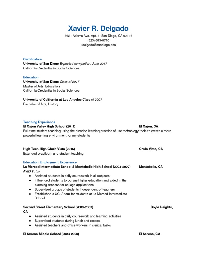 Xavier R Delgados Resume | PDF
