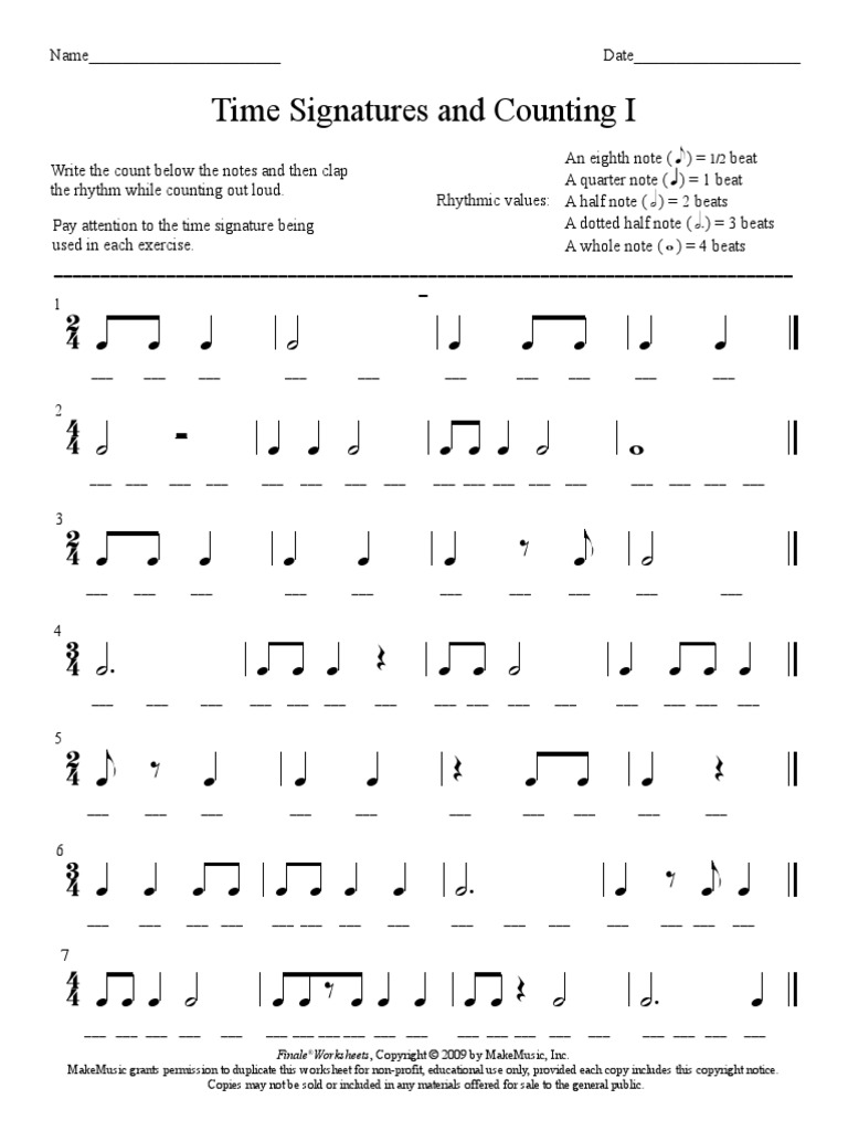 Study Rhythm Time Signatures I | PDF | Rhythm And Meter | Notation