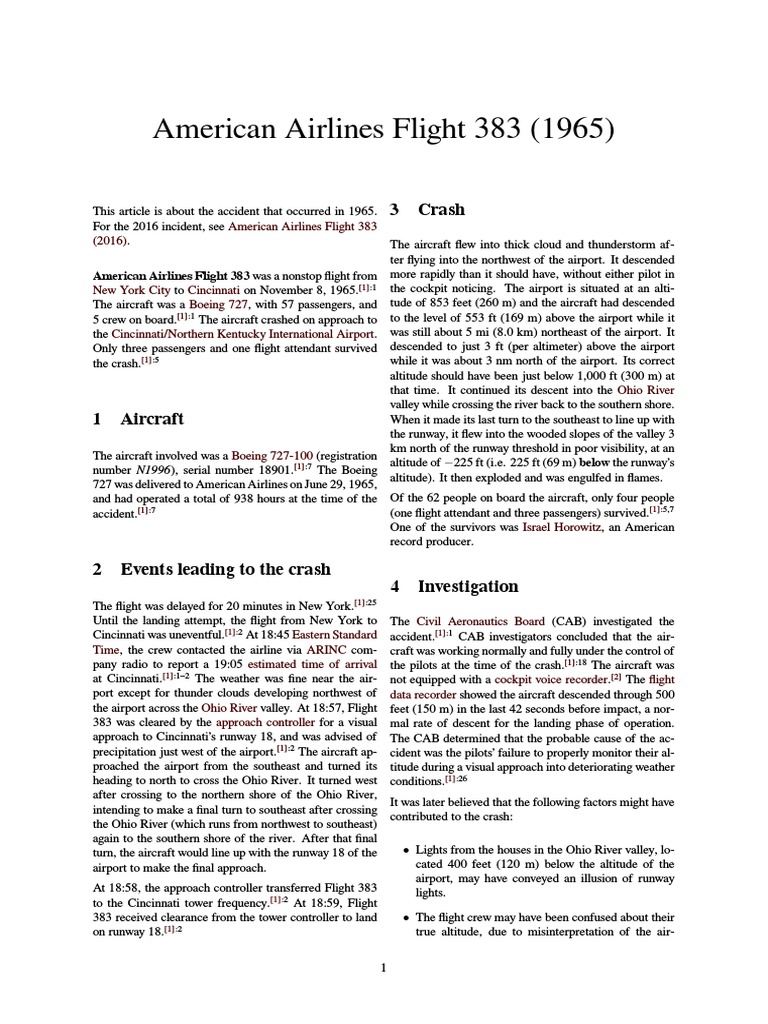 American Airlines Flight 383 (1965) | PDF | Aerospace Engineering ...