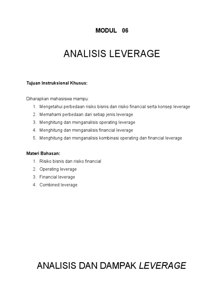 ANALISIS LEVERAGE | PDF