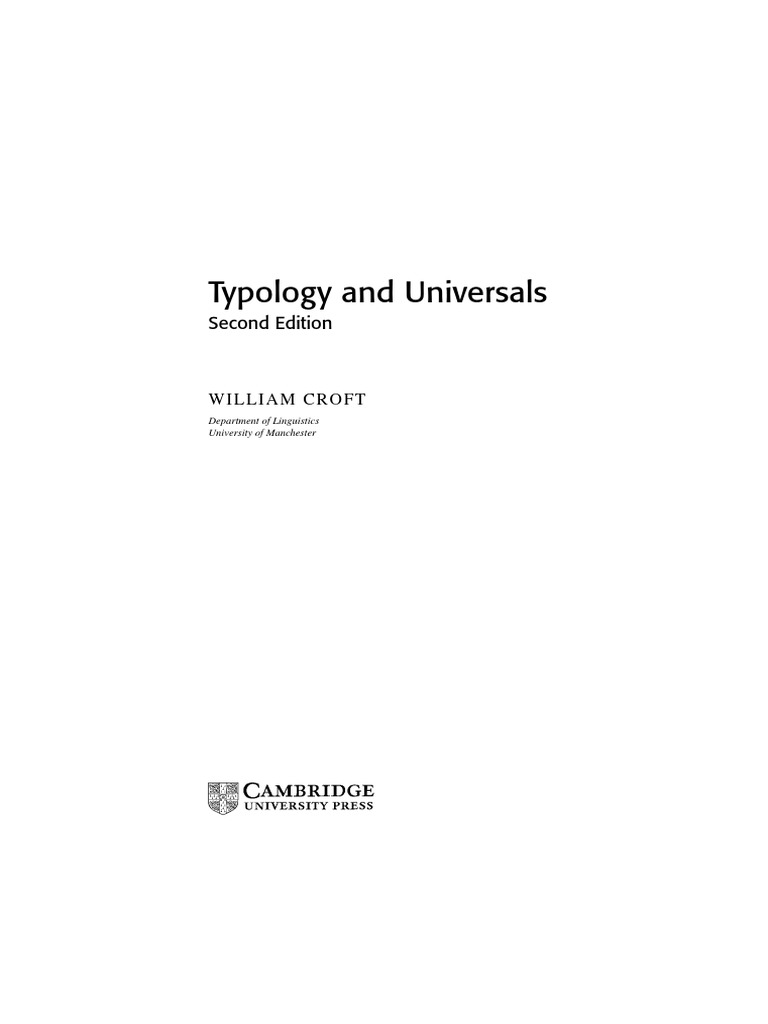 Typology and Universals. William Croft | PDF | Linguistic Typology ...