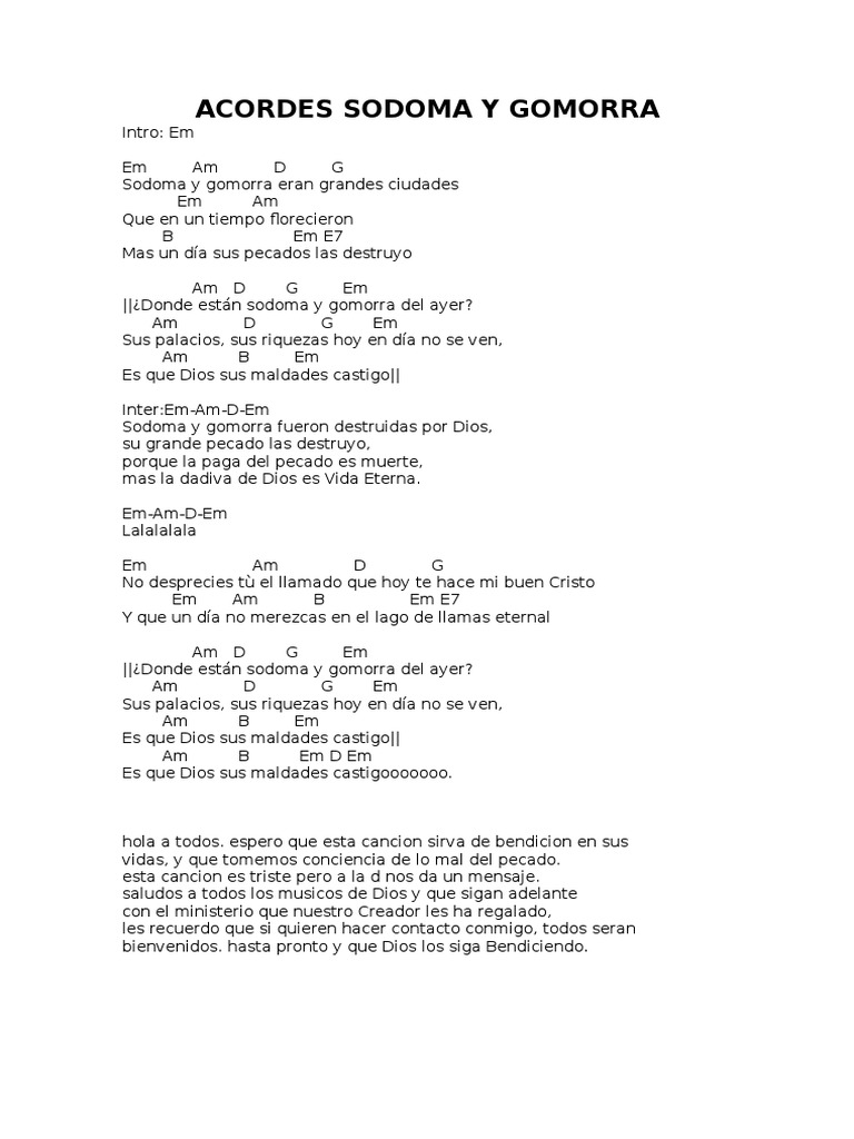 Acordes Sodoma y Gomorra | PDF | Religión y creencia | Science