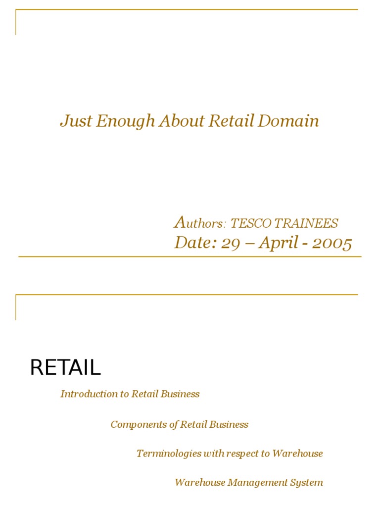Retail Domain | PDF | Warehouse | Retail