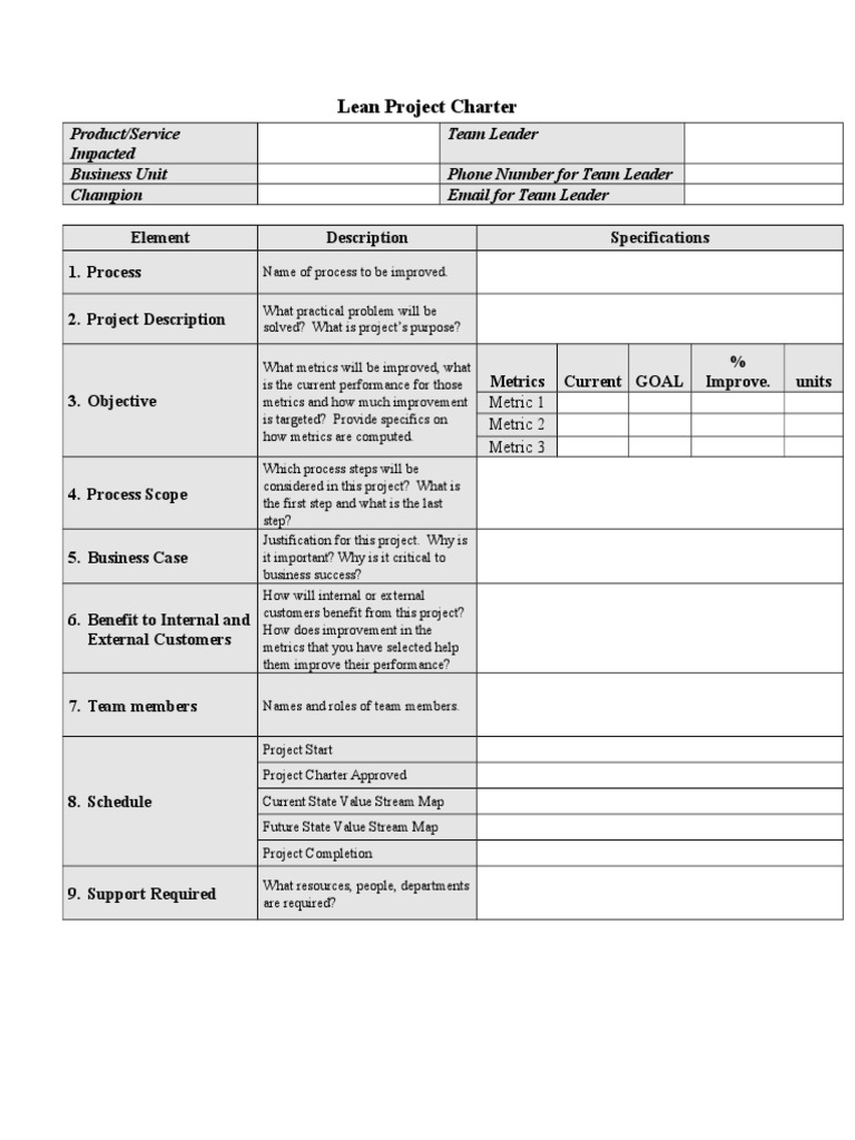 Lean Six Sigma Project Charter Template | PDF