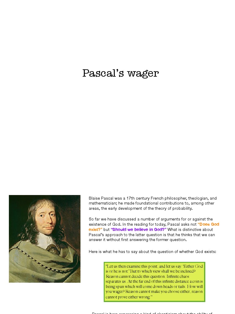 Pascal's Wager: Belief in God Explained | PDF | Utility | Existence Of God