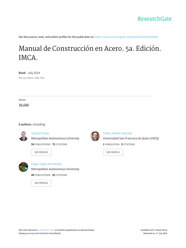 Manual de Construcción en Acero IMCA 6ta Ed. | PDF | Acero estructural ...